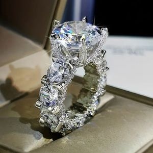 Jewelry | New Large Diamond Stylish Silver Engagement Wedding Ring ...